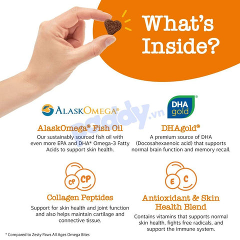 Viên Nhai Dưỡng Lông Chó Mèo Zesty Paws Omega Bites Skin & Coat – Paddy ...