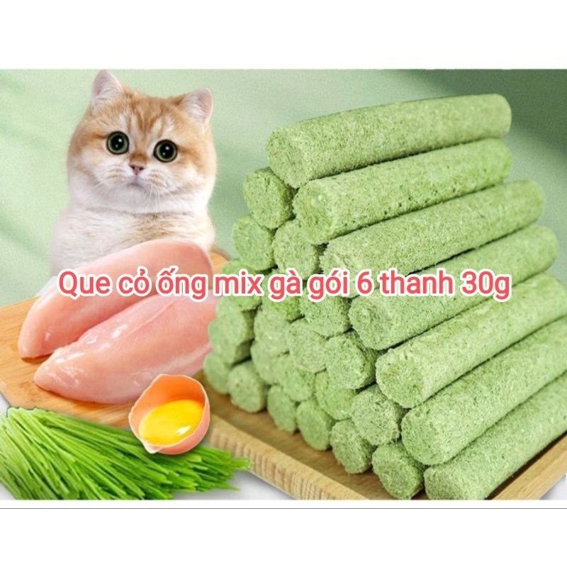 Thanh Cỏ Cho Mèo Mix Thịt Gà Tiêu Búi Lông 30g – Paddy Pet Shop