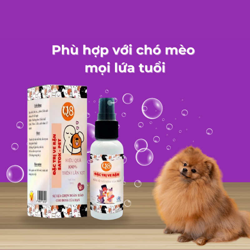 Xịt Trị Ve Rận Cho Chó Mèo Q8 Santox 50ml – Paddy Pet Shop