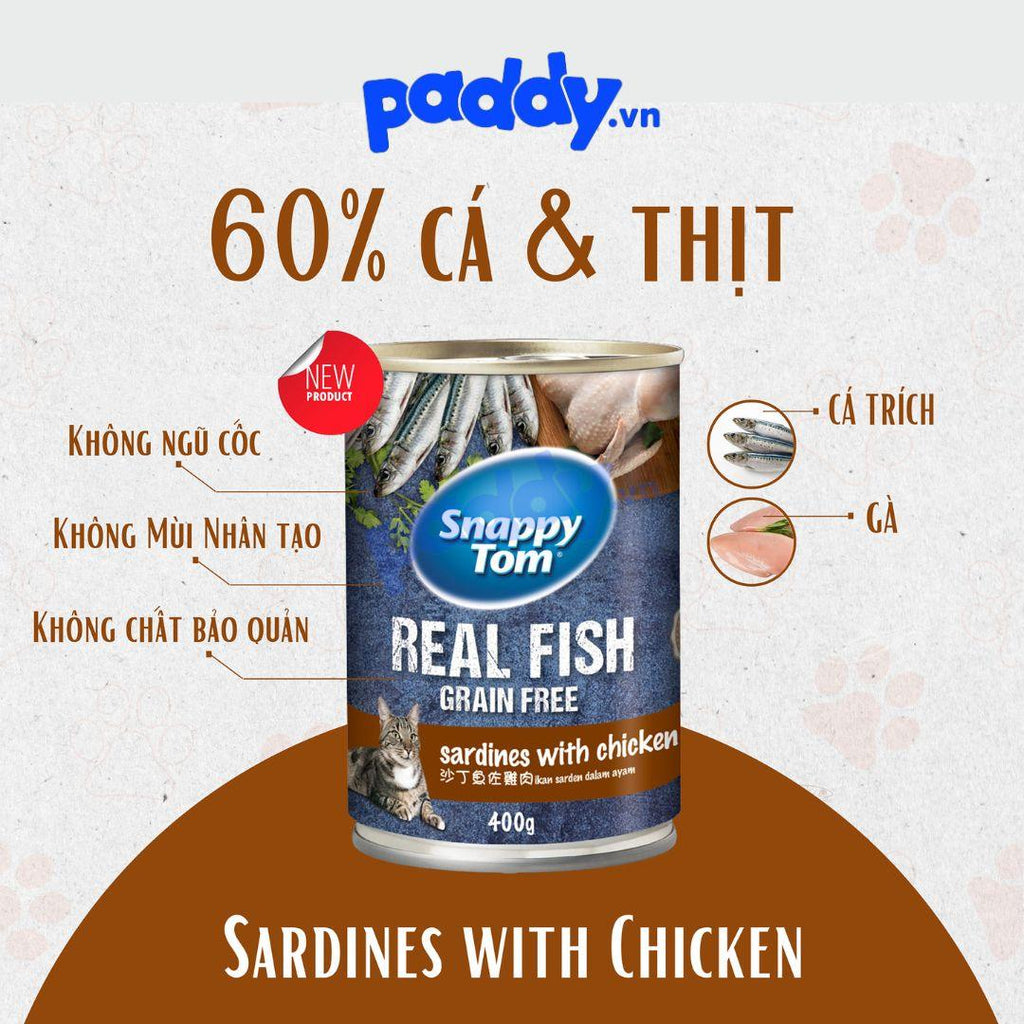Pate Mèo Snappy Tom Real Fish - Lon 400g – Paddy Pet Shop