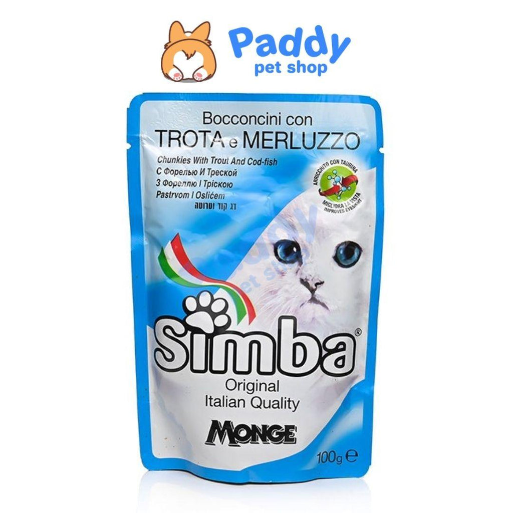 Pate Mèo Simba Vị Cá Hồi Và Cá Tuyết Gói 100g – Paddy Pet Shop